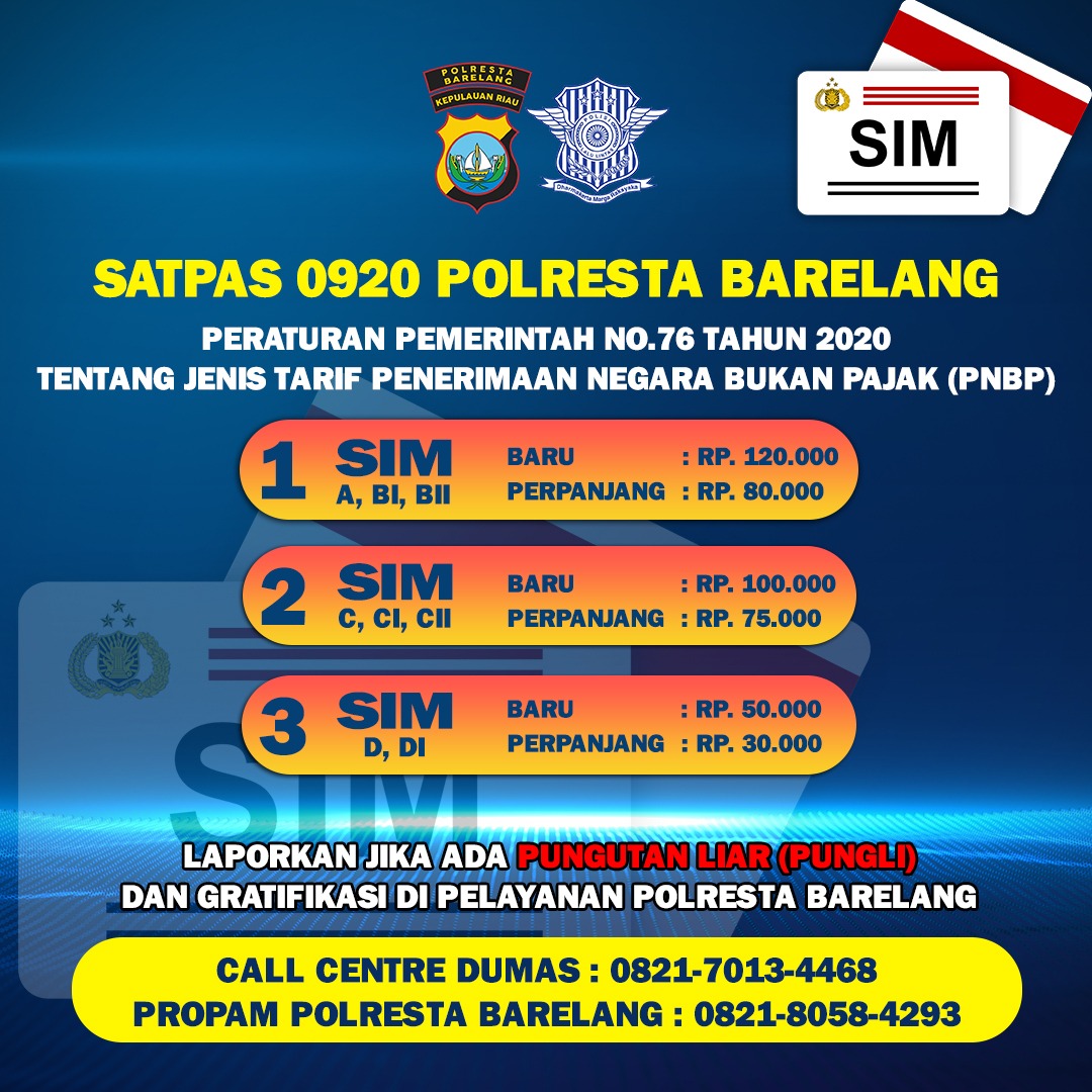Persyaratan Pembuatan SIM, SKCK, dan Laporan Kehilangan Terbaru di Polresta Barelang - MataKepri ...
